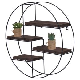 Wandregal MCW-K76, H&auml;ngeregal Schweberegal Regal, 4 Regalb&ouml;den Metall Massiv-Holz Industrial 45x45x11cm ~ dunkelbraun