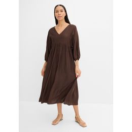 bonprix Maxikleid aus softem Viskose-Mix, braun, Gr.44, Maxikleid mit tiefem V-Ausschnitt aus softem Viskose-Mix