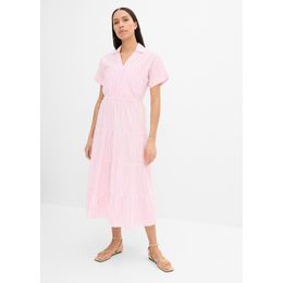 bonprix Wickelkleid aus reiner Baumwolle, rosa, Gr.40, Wickelkleid mit Gummibund an der Taille, 100% Baumwolle
