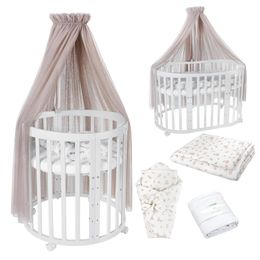 Waldin Babybett OWAL Kinderbett 7in1 mit Matratze, mitwachsendes Kinder-Bett