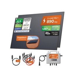 Solarway&reg; 890Wp / 800W Balkonkraftwerk komplett Steckdose - neuester EcoFlow Stream 800 Watt Wechselrichter - Solaranlage Komplettset - 445W bifaziale Solarmodule & EcoFlow & Zubeh&ouml;r