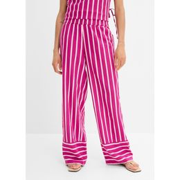 bonprix Gestreifte Schlupfhose aus Leinen-Mix, pink, Gr.36, L&auml;ssige Schlupfhose aus Leinen-Mix, aus Viskose