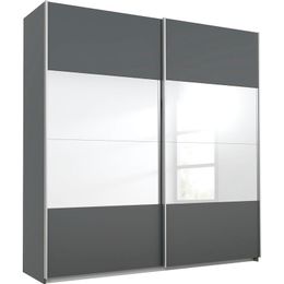 Rauch Schwebet&uuml;renschrank &raquo;Quadra&laquo; mit Spiegelelementen grau Holzwerkstoff B/H/T: 226cm x 230cm x 62cm