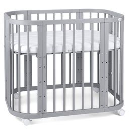 Waldin Babybett 5in1, Beistellbett aus Holz, Matratze, Bel&uuml;ftet