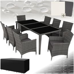TecTake&reg; Aluminium Rattan Sitzgruppe, wetterfest und UV-best&auml;ndig, mit Sicherheitsglasplatten, inklusive Schutzh&uuml;lle