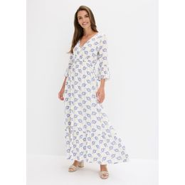 bonprix Maxikleid aus strukturierter Viskose mit Glitzereffekt, wei&szlig;, Gr.50, sommerliches Maxikleid aus strukturierter Viskose mit eingewebten Glitzerstreifen