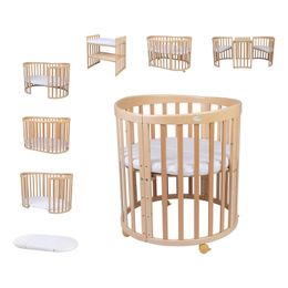 Waldin Babybett OWAL Kinderbett 7in1 mit Matratze, mitwachsendes Kinder-Bett