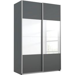 Rauch Schwebet&uuml;renschrank &raquo;Quadra&laquo; mit Spiegelelementen grau Holzwerkstoff B/H/T: 136cm x 210cm x 62cm