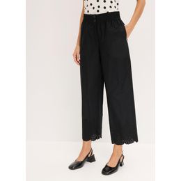 bonprix Culotte aus reiner Baumwolle, schwarz, Gr.50, Culotte mit Lochstickerei aus reiner Baumwolle, 100% Baumwolle (organic)