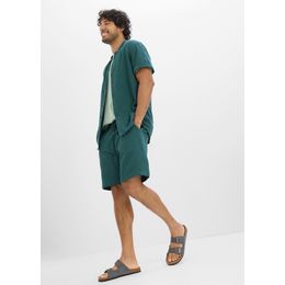 bonprix Musselin-Shorts und Hemd (2-tlg.Set), gr&uuml;n, Gr.48, Modernes 2er-Set aus klassischem Kurzarmhemd mit Stehkragen und angesagten Shorts mit elastischem Bund und French Pockets, aus Hemd: 100% Baumwolle,Musselin,kurze Hose: Musselin