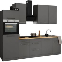 Wiho-K&uuml;chen wiho K&uuml;chen K&uuml;chenzeile &raquo;Unna&laquo; mit E-Ger&auml;ten, Breite 280 cm grau B/H/T: 280cm x 60cm, Elektro-Kochfeld