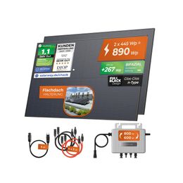 Solarway&reg; 890Wp / 800W Balkonkraftwerk komplett Steckdose - neuester EcoFlow Stream 800 Watt Wechselrichter - Solaranlage Komplettset - 445W bifaziale Solarmodule & EcoFlow & Zubeh&ouml;r