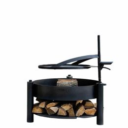 Feuerschale mit Grill, 80cm, Grillrost, multifunktional, Naturstahl