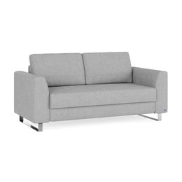 BRUNO Schlafsofa 140cm in Silver Grey | stabiles Massivholz & Boxspringkomfort