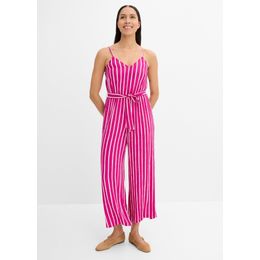 bonprix Jumpsuit aus strukturierter Viskose, pink, Gr.48, sommerlicher Jumpsuit aus strukturierter Viskose mit Bindeband in der Taille, aus Viskose