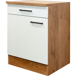 Flex-Well Unterschrank &raquo;Vintea&laquo; (B x H x T) 60 x 85 x 60 cm, mit Metallgriffen beige Holzwerkstoff Lancelot Oak, B/H/T: 60cm x 85cm x 60cm, Schubladen: 1 Stk. 