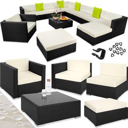 TecTake&reg; Aluminium Rattan Lounge, mit Aluminiumgestell, wetterfest und UV-best&auml;ndig, mit Sicherheitsglasplatte