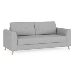 BRUNO Schlafsofa 160cm in Silver Grey | stabiles Massivholz & Boxspringkomfort