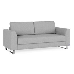 BRUNO Schlafsofa 160cm in Silver Grey | stabiles Massivholz & Boxspringkomfort