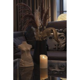 Konstsmide LED-Kerze LED Echtwachskerze cremewei&szlig;, mit 3D Flamme und geschmolzener Kante beige &Oslash;/H: 7,6cm x 11,4cm, 1 Stk.