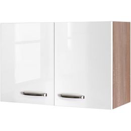 Flex-Well H&auml;ngeschrank &raquo;Florenz&laquo; (B x H x T) 80 x 54,8 x 32 cm wei&szlig; Holzwerkstoff Sonoma Eiche, B/H/T: 80cm x 54cm x 32cm, T&uuml;ren: 2 Stk.