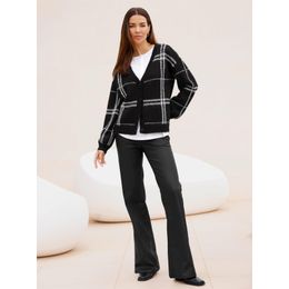 Heine Damen Jacquardstrickjacke, Schwarz, Gr. 36, Strickjacken, Material: Polyester
