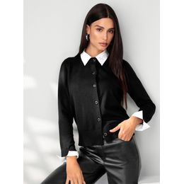 Heine Damen Feinstrickjacke, Schwarz, Gr. 44, Strickjacken, Material: Viskose