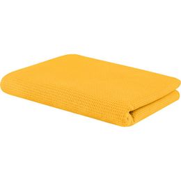 SETEX Wohndecke &raquo;Waffeldecke&laquo; aus Waffelpiqu&eacute;, auch als Tagesdecke geeignet, Kuscheldecke gelb Baumwolle B/L: 150cm x 200cm