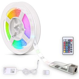 B.K.LICHT LED Stripe LED Band 3m, silikonbeschichtet, RGB, Fernbedienung, selbstklebend wei&szlig; Gesamtl&auml;nge 3m