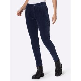 Heine Damen Cord-Hose, Blau, Gr. 44, R&ouml;hrenhosen, Material: Baumwolle