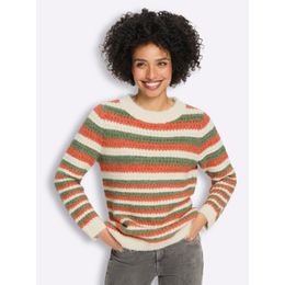 Heine Damen Ajourpullover, Natur, Gr. 34, Rundhals Pullover, Material: Polyester