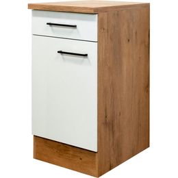 Flex-Well Unterschrank &raquo;Vintea&laquo; (B x H x T) 40 x 85 x 60 cm, mit Metallgriffen beige Holzwerkstoff Lancelot Oak, B/H/T: 40cm x 85cm x 60cm, Schubladen: 1 Stk. 