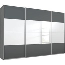 Rauch Schwebet&uuml;renschrank &raquo;Quadra&laquo; mit Spiegelelementen grau Holzwerkstoff B/H/T: 315cm x 210cm x 62cm