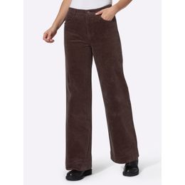 Heine Damen Cordhose, Braun, Gr. 34, Weite Hosen, Material: Baumwolle