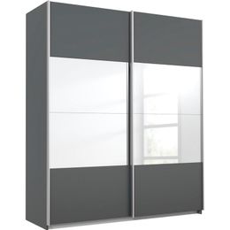 Rauch Schwebet&uuml;renschrank &raquo;Quadra&laquo; mit Spiegelelementen grau Holzwerkstoff B/H/T: 181cm x 210cm x 62cm