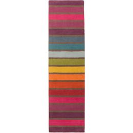 FLAIR RUGS L&auml;ufer &raquo;Candy&laquo; rechteckig 10 mm H&ouml;he aus 100% Wolle, Design mit Streifen, mehrfarbig gemustert,L&auml;ufer bunt Wolle B : 60cm 1 Stk., 10mm, L: 