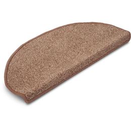 Stufenmatte &raquo;Liberty&laquo; halbrund 7 mm H&ouml;he Uni, robust, kr&auml;ftige Farben, Meliert, Treppe, Gekettelt, 15 er Set beige Polypropylen B : 28cm 1 Stk., 7mm, 