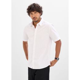 bonprix Kurzarmhemd aus Leinen-Mix in Regular Fit, wei&szlig;, Gr.47/48 (3XL), Herren-Kurzarmhemd in Leinen-Baumwoll-Qualit&auml;t., aus Leinen