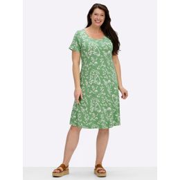 sheego Gro&szlig;e Gr&ouml;&szlig;en Jerseykleid im floralen Muster, apfel-ecru-bedruckt, Gr&ouml;&szlig;e 46 - Damen