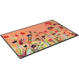 wash+dry by Kleen-Tex Fu&szlig;matte &raquo;Wildflowers&laquo; rechteckig 7 mm H&ouml;he Schmutzfangmatte, Motiv Blumen, rutschhemmend, waschbar bunt Polyamid B : 50cm 1 Stk