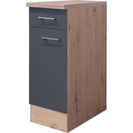 Flex-Well Unterschrank &raquo;Morena&laquo; (B x H x T) 30 x 85 x 60 cm grau Holzwerkstoff San Remo Eiche, B/H/T: 30cm x 85cm x 60cm, Schubladen: 1 Stk. T&uuml;ren: 1 Stk.