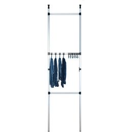 Ruco Teleskopregal Aluminium/Kunststoff, inkl. 10 Teleskop-Hosenb&uuml;gel grau Aluminium B/H/T: 70cm x 250cm x 40cm