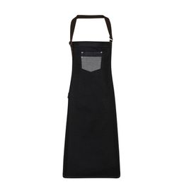 Premier Unisex Erwachsene Division gewachstes Aussehen Kunstleder Denim L&auml;tzchen Sch&uuml;rze (Black Denim)