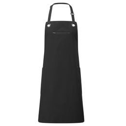 Premier Unisex Erwachsene Gerste Nachhaltige Kontrastn&auml;hte Vollsch&uuml;rze (Schwarz/Kohle)