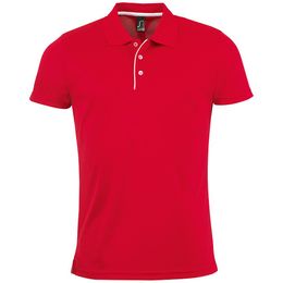 SOLS Mens Performer Kurzarm-Pique-Poloshirt (Rot)