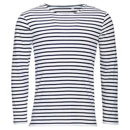 SOLS - "Marine" T-Shirt f&uuml;r Herren Lang&auml;rmlig (Wei&szlig;/Marineblau)