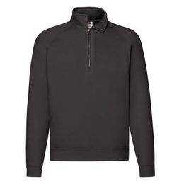 Fruit of the Loom - "Premium" Sweatshirt mit kurzem Rei&szlig;verschluss f&uuml;r Herren/Damen Unisex Raglan&auml;rmel (Schwarz)