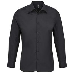 SOLS - "Bailey" Hemd f&uuml;r Herren/Damen Unisex, Popelin, Lang&auml;rmlig (Schwarz)