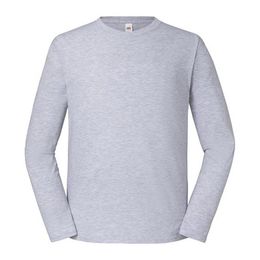 Fruit of the Loom Mens Iconic 195 Premium Ringspun Cotton Long-Sleeved T-Shirt (Heather Grey)