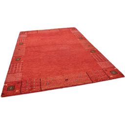 Theko Wollteppich &raquo;Denver 1999&laquo; rechteckig 16 mm H&ouml;he reine Wolle, Gabbeh Design, handgekn&uuml;pft, mit Bord&uuml;re rot Schurwolle B : 200cm 1 Stk., 16mm, L: 